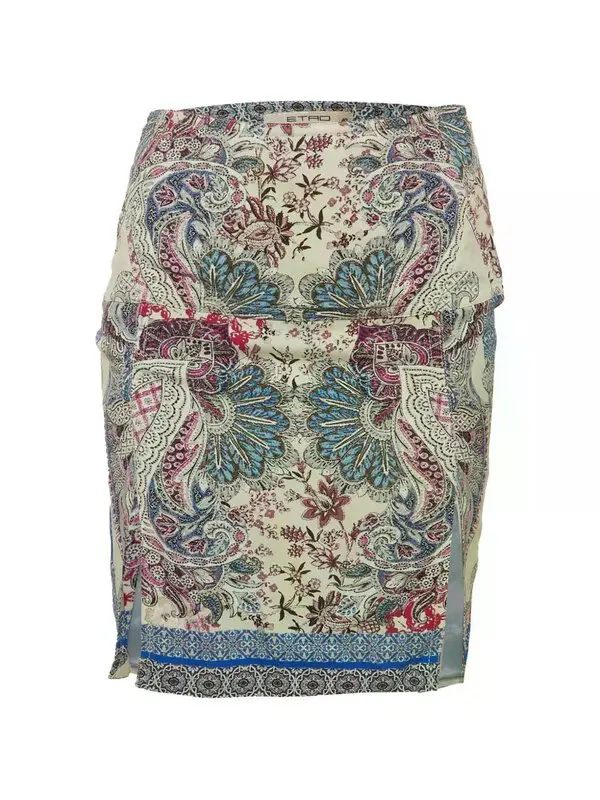 Etro Floral-print Mini Skirt - Neutrals