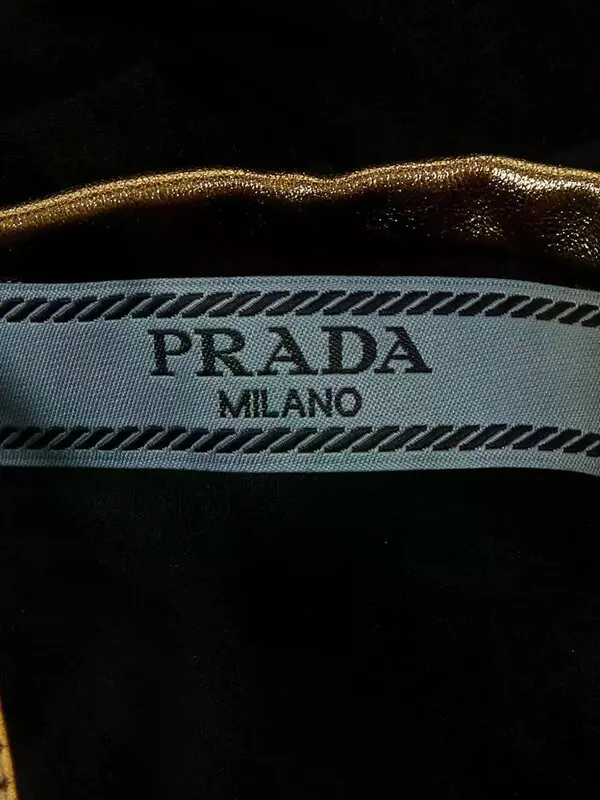 Prada Silk Mini Dress With Leather Trim