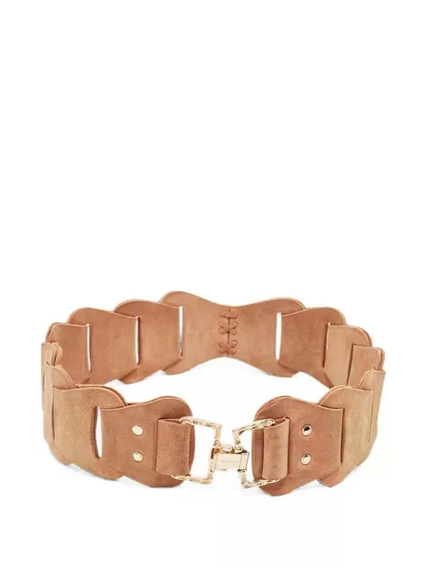Roberto Cavalli Hammered-effect Buckle Waist Belt - Neutrals