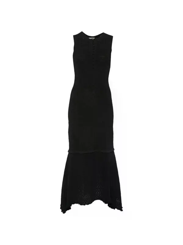 Sandro Lace-effect Ruffled Knit Dress - Black