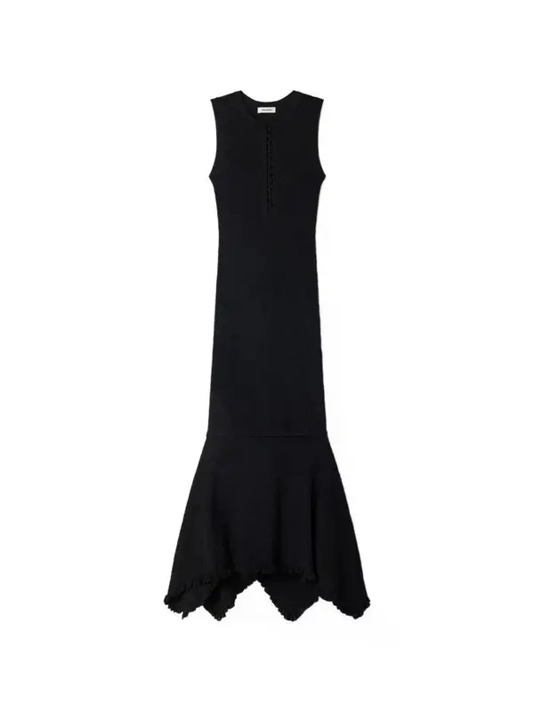 Sandro Lace-effect Ruffled Knit Dress - Black