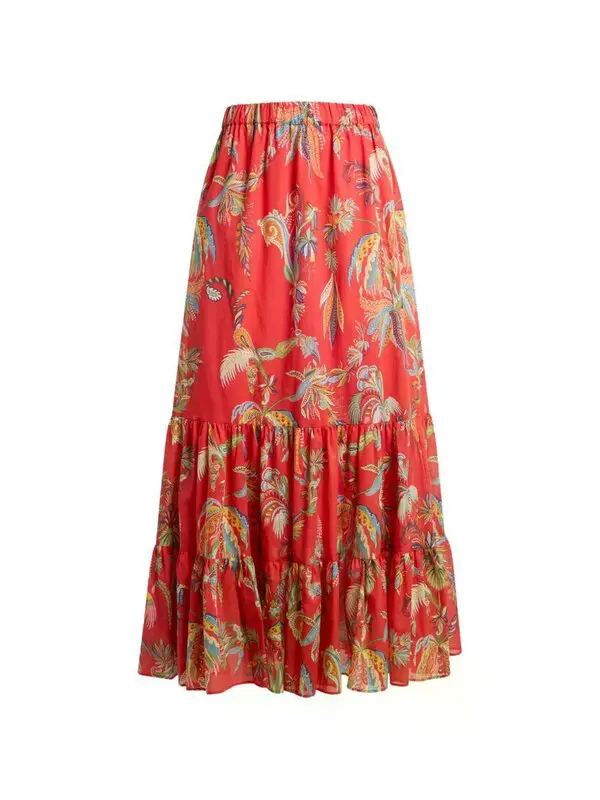 Etro Cotton Paisley-print Maxi Skirt - Red