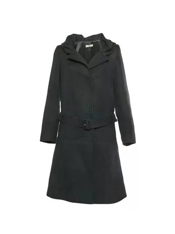 Prada Belted Wool Overcoat - Black