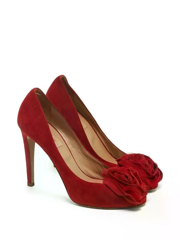 Valentino Garavani Suede Rose Appliqué Peep-toe Pumps