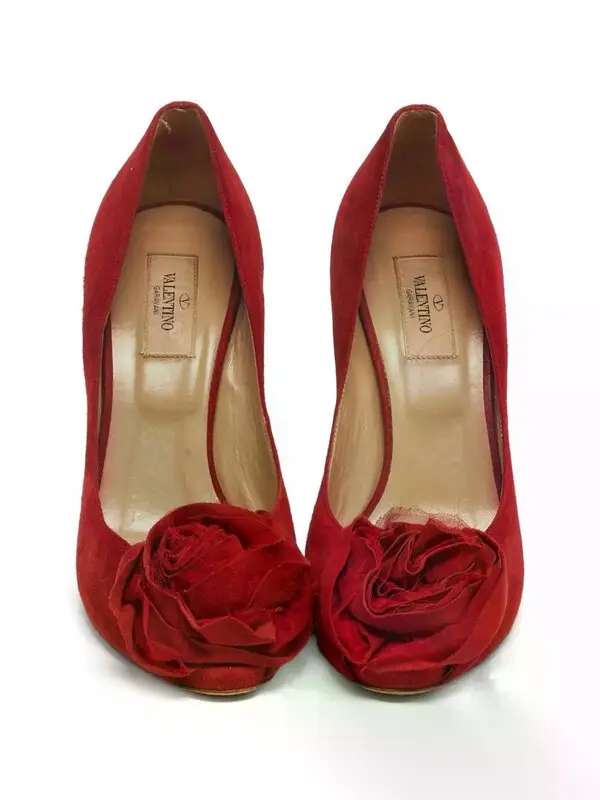 Valentino Garavani Suede Rose Appliqué Peep-toe Pumps
