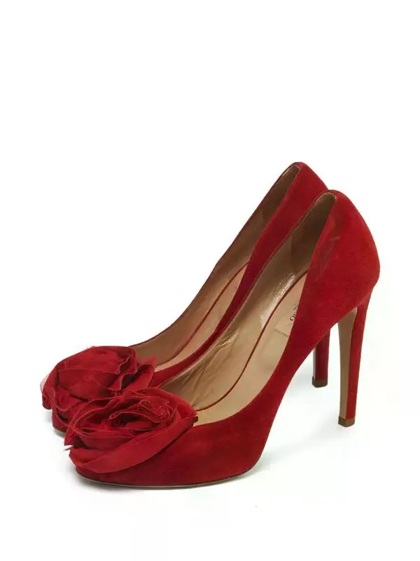 Valentino Garavani Suede Rose Appliqué Peep-toe Pumps