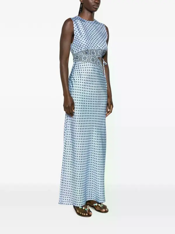Maje Silk Floral Print Maxi Dress