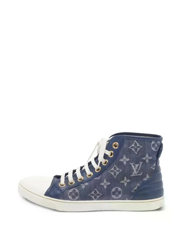 LOUIS VUITTON Monogram Leather High-top Sneakers - Blue