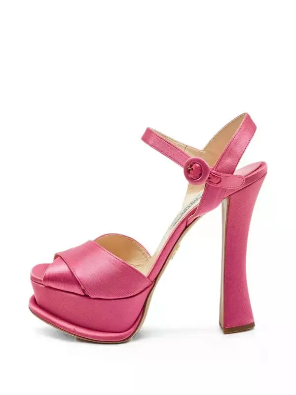 Prada Crisscross Heeled Sandals - Pink