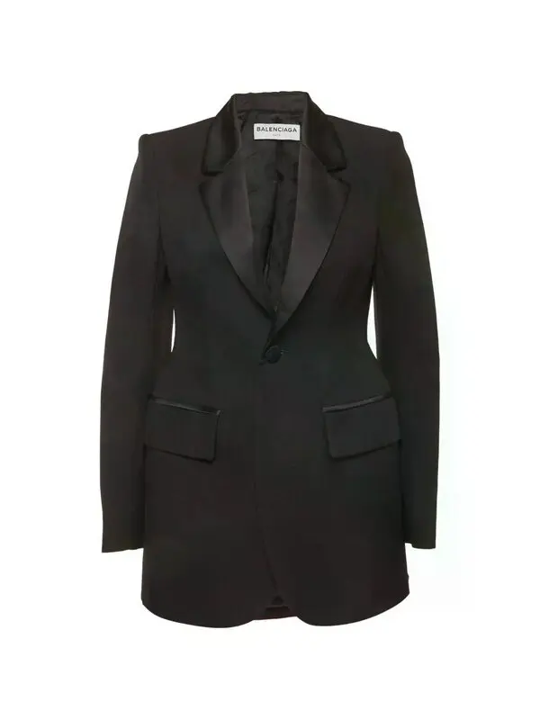Balenciaga Single-breasted Blazer With Satin Trim - Black