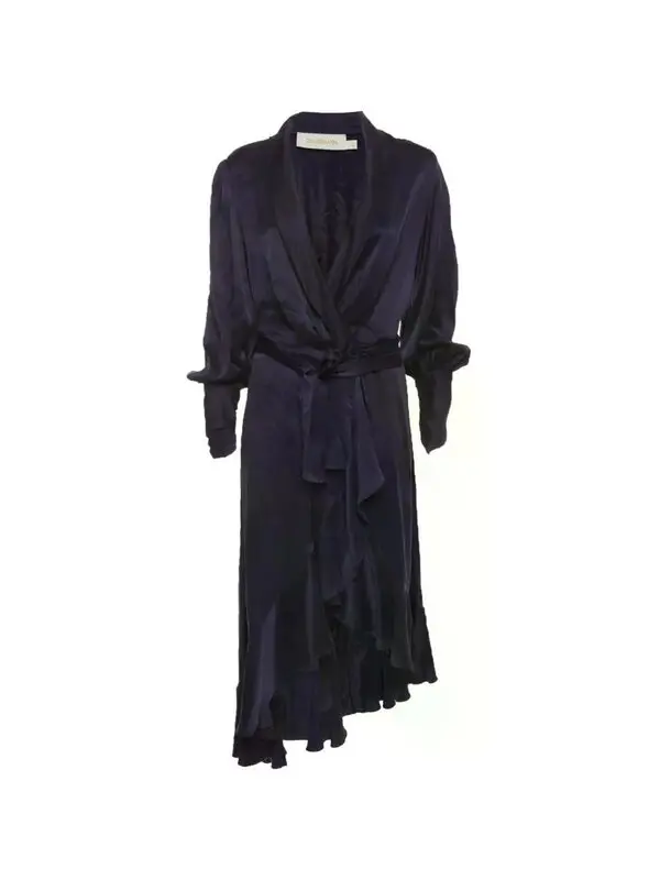 Zimmermann Asymmetric Wrap Midi Dress - Blue
