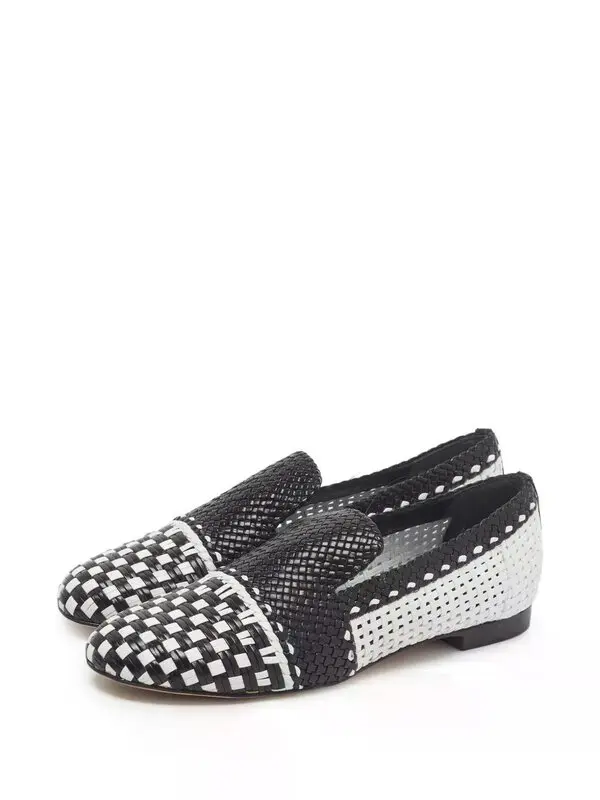 STUART WEITZMAN Woven Leather Loafers - Black