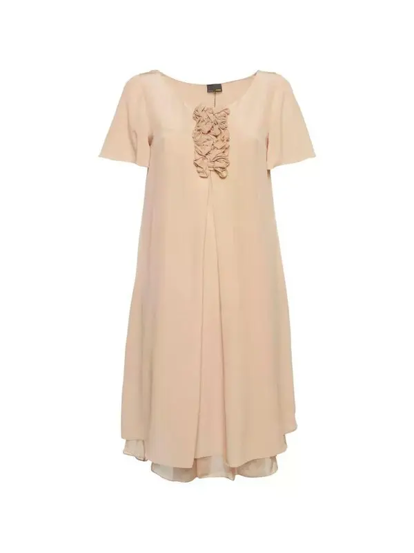 Fendi Silk Frilled Detail Mini Dress - Neutrals