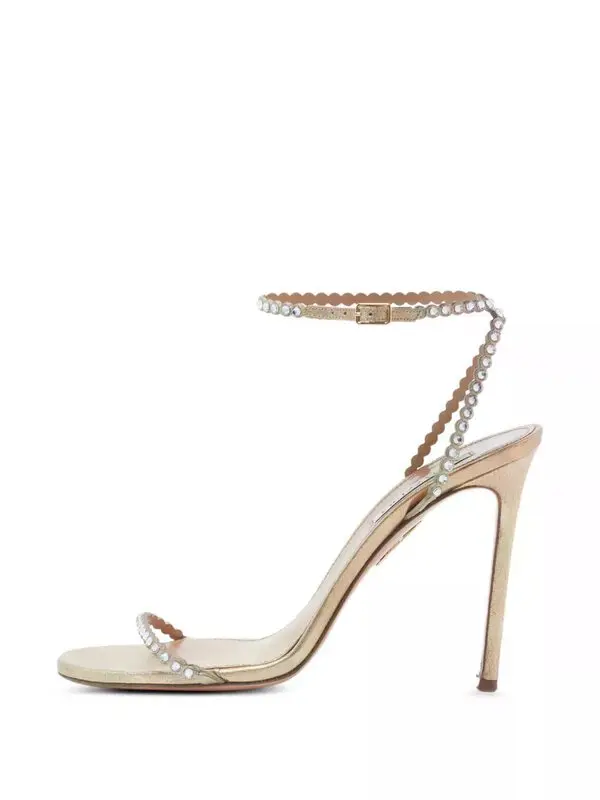 AQUAZZURA Tequila Crystal Embellished Sandals - Gold