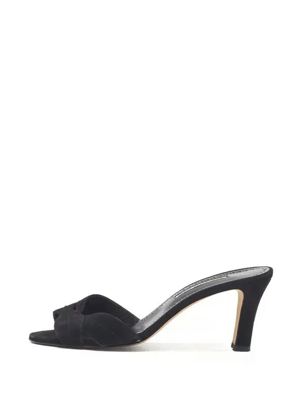Manolo Blahnik Suede Slide Sandals - Black