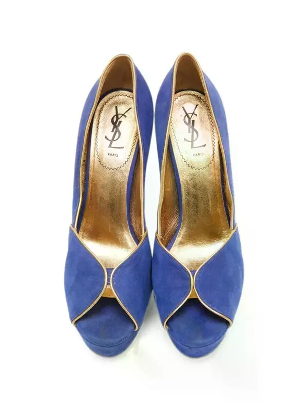 Saint Laurent Suede Peep-toe Pumps