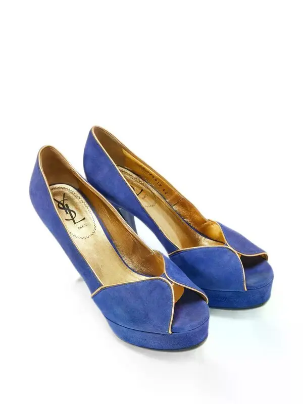 Saint Laurent Suede Peep-toe Pumps