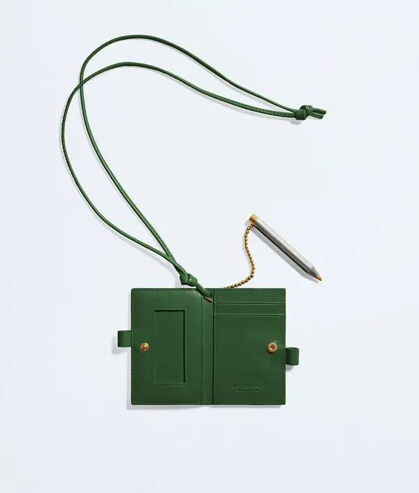 Bottega Veneta Intrecciato Piccolo Pencil Badge Holder - Basil