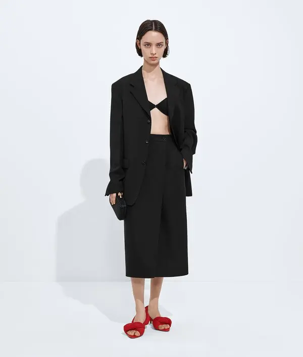 Bottega Veneta Cotton Gabardine Skirt - Double Black