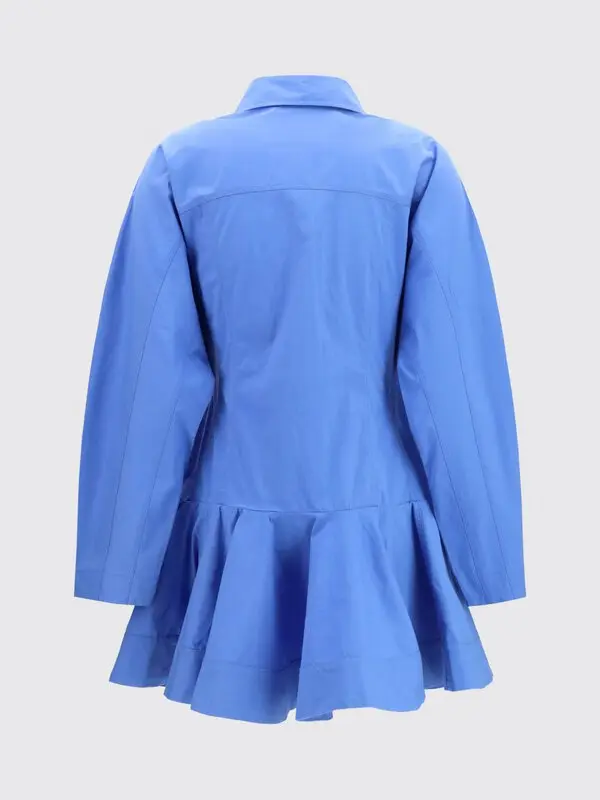 GANNI Organic Cotton Mini Shirt Dress With Long Sleeves - Marine