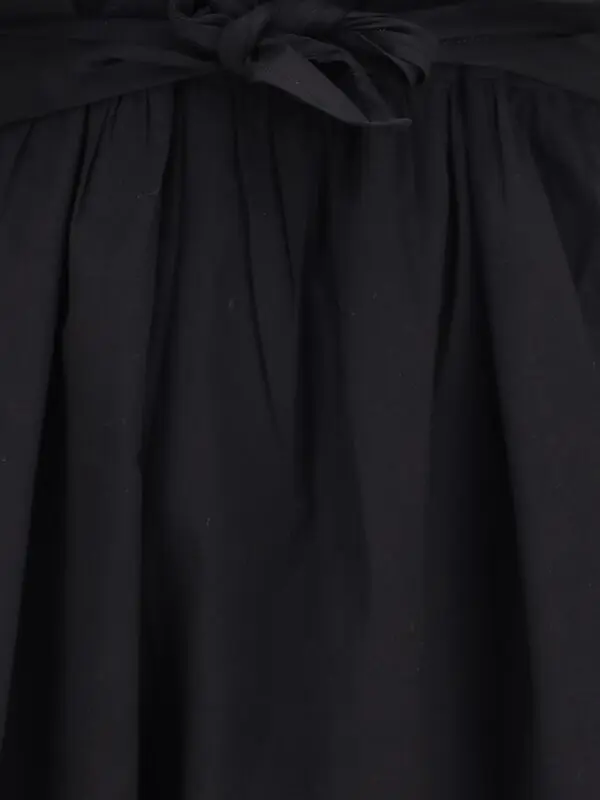 GANNI Stretch Cotton Midi Shirt Dress With Puff Sleeves And V-neck - Black