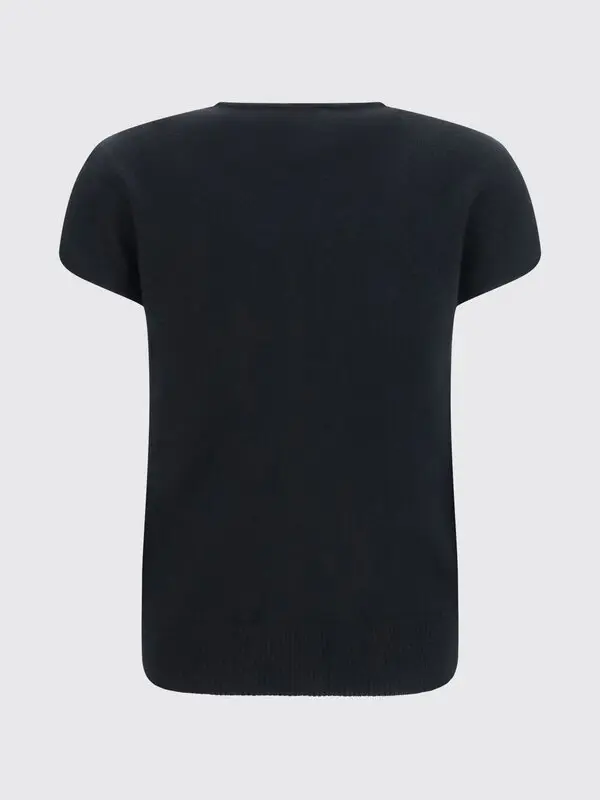 Balmain Crewneck Wool-blend Knit Top With Short Sleeves