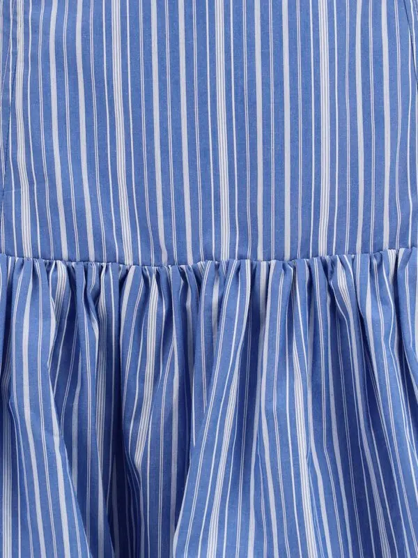 GANNI High-waisted Striped Cotton A-line Mini Skirt With Logo - Navy
