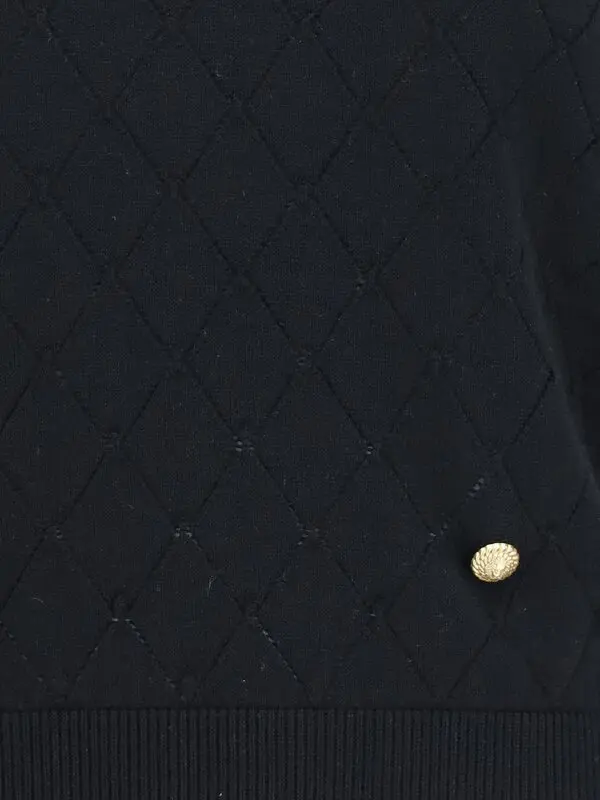 Balmain Halter Neck Knitted Top In Pure Merino Wool - Black