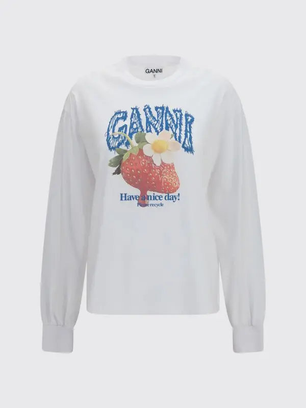 GANNI Relaxed Fit Cotton Jumper With Contrast Logo