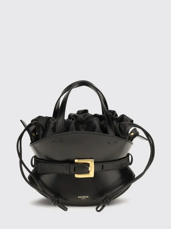 Balmain Leather Shoulder Bag - Black
