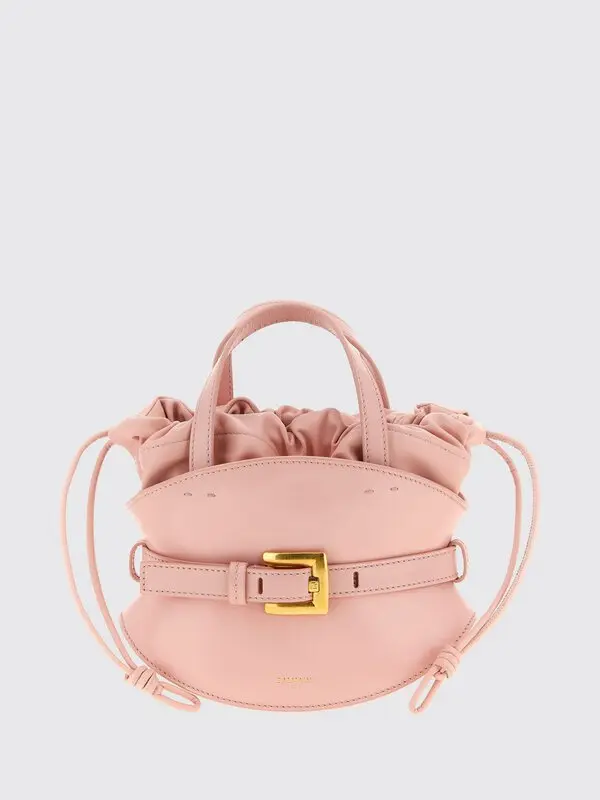 Balmain Shuffle Leather Hourglass Handbag With Drawstring Closure - Pink