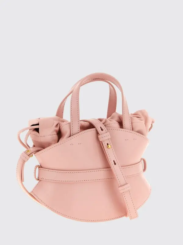 Balmain Shuffle Leather Hourglass Handbag With Drawstring Closure - Pink