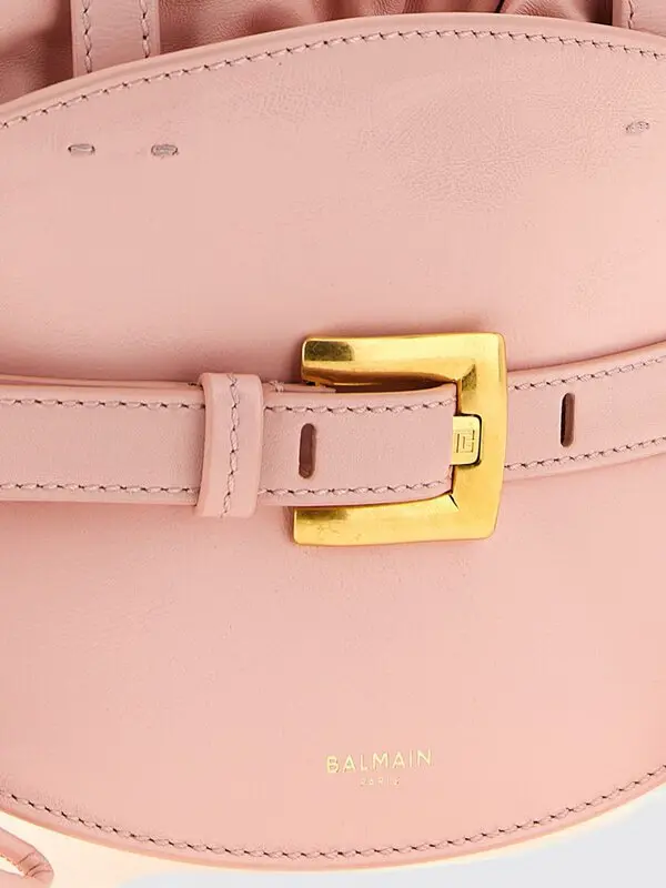 Balmain Shuffle Leather Hourglass Handbag With Drawstring Closure - Pink
