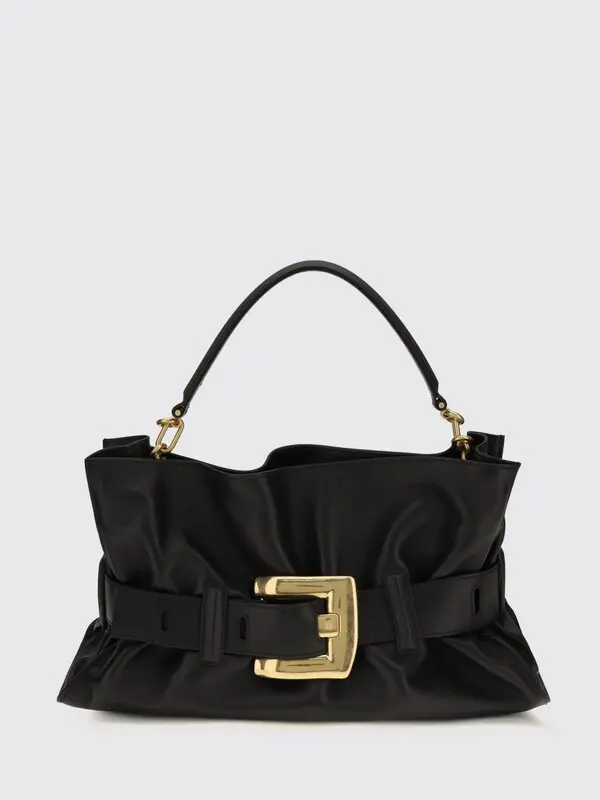 Balmain Shoulder Bag With Gold Tone Buckle - Black