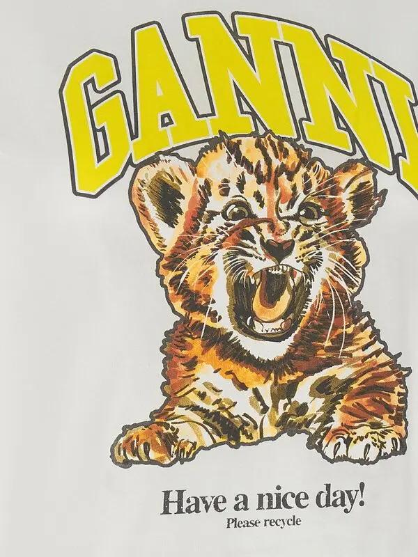 GANNI Cotton T-shirt With Graphic Print