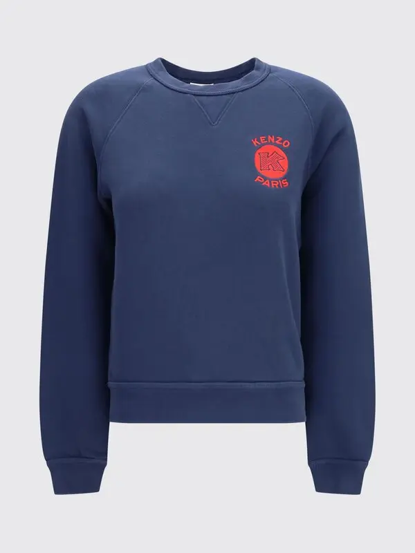 Kenzo Crewneck Cotton Sweatshirt With Contrast Logo - Blue