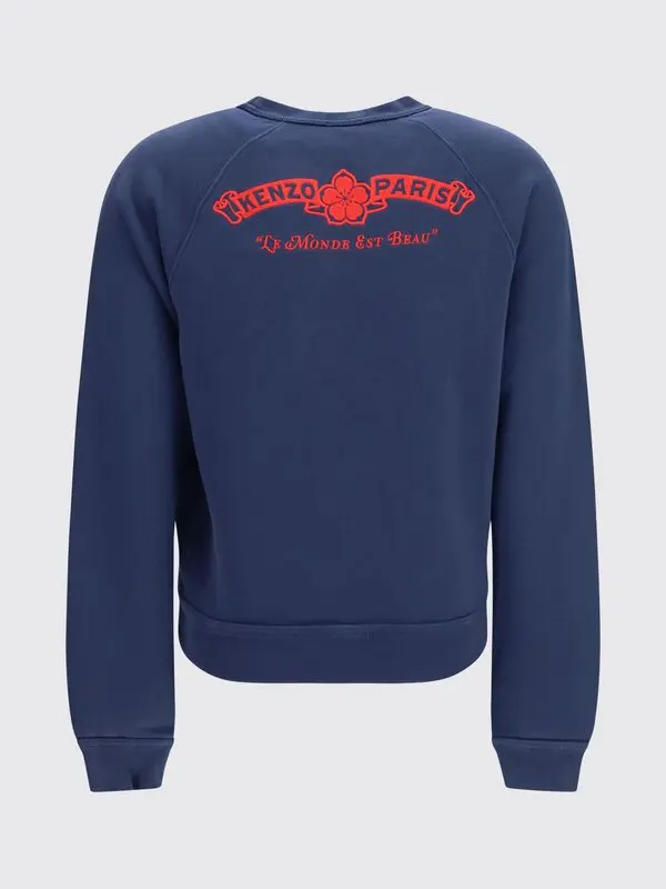 Kenzo Crewneck Cotton Sweatshirt With Contrast Logo - Blue