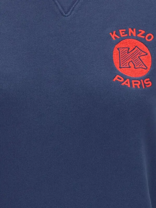 Kenzo Crewneck Cotton Sweatshirt With Contrast Logo - Blue