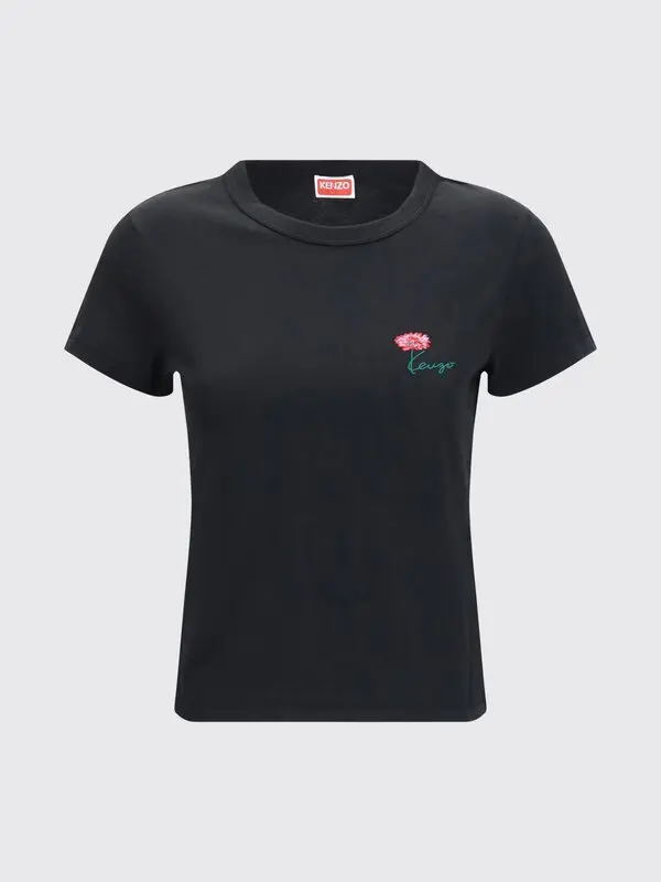 Kenzo Slim Fit Contrasting Logo Cotton T-shirt - Black