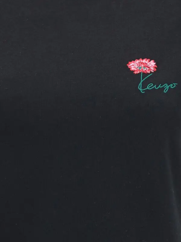 Kenzo Slim Fit Contrasting Logo Cotton T-shirt - Black