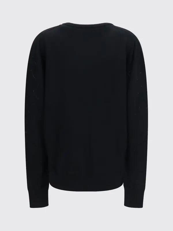 Balmain Pure Merino Wool V-neck Jumper With Applied Logo - Black