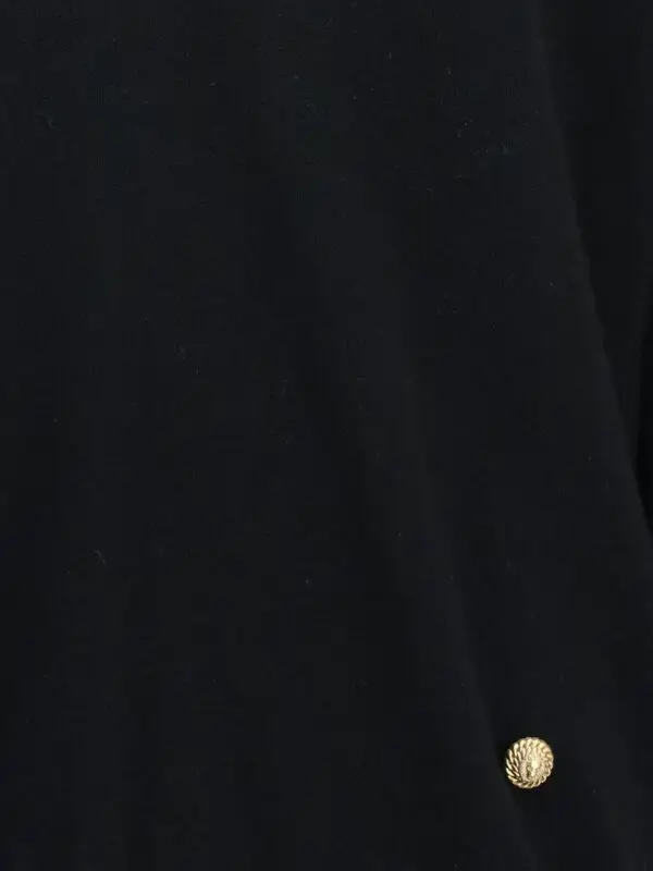 Balmain Pure Merino Wool V-neck Jumper With Applied Logo - Black