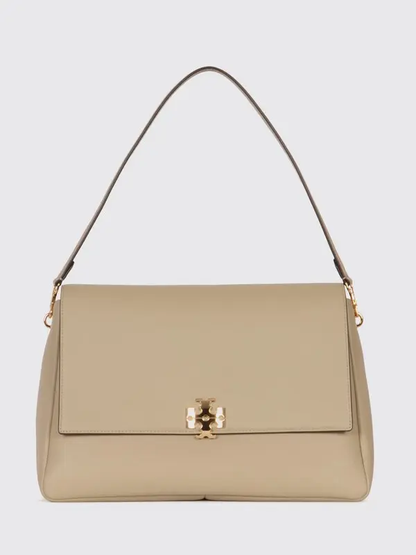 Tory Burch Charlie Large Smooth Leather Shoulder Bag - Grey