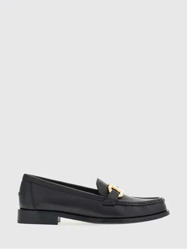 FERRAGAMO Gancini Smooth Calfskin Loafers With Metallic Logo - Black