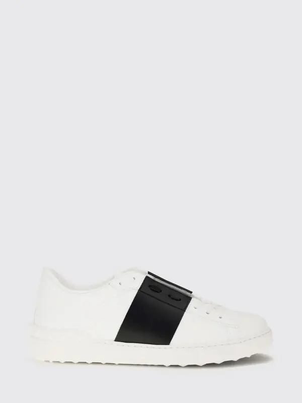 Valentino Garavani Open Calf Leather Sneakers With Contrasting Band - White