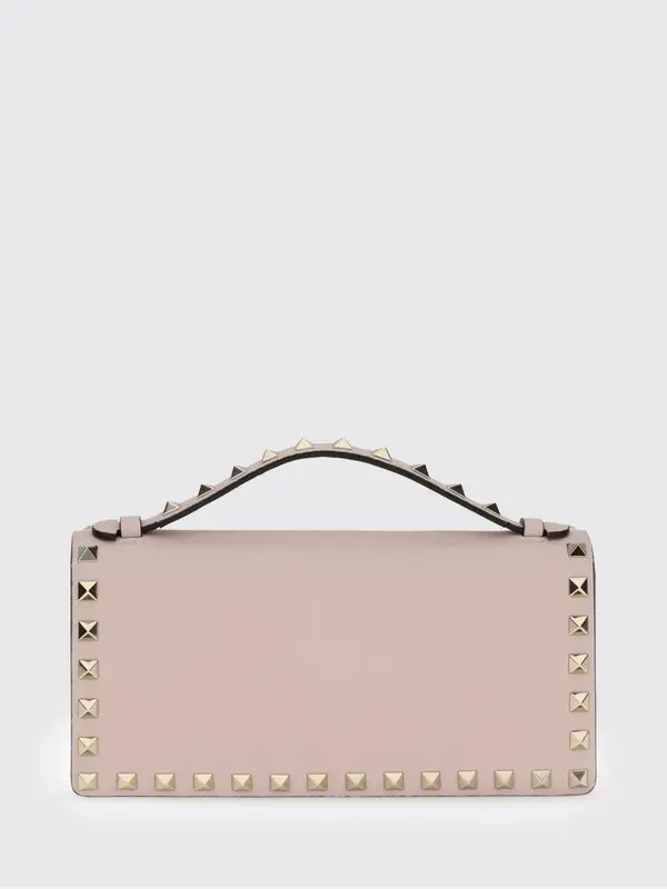 Valentino Garavani Rockstud Calfskin Leather Handbag With Studs And Chain Strap - Pink