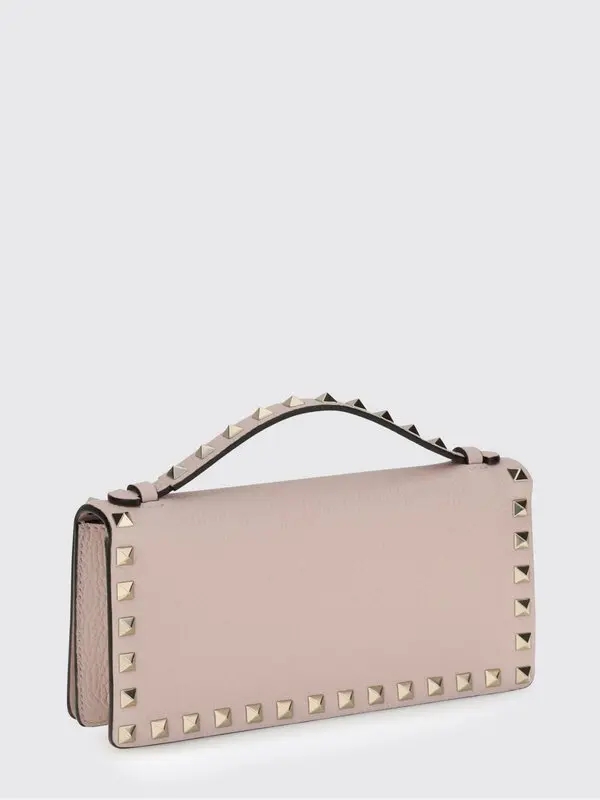 Valentino Garavani Rockstud Calfskin Leather Handbag With Studs And Chain Strap - Pink
