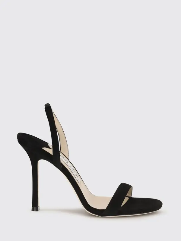 JIMMY CHOO Suede High Heel Slingback Sandals - Black
