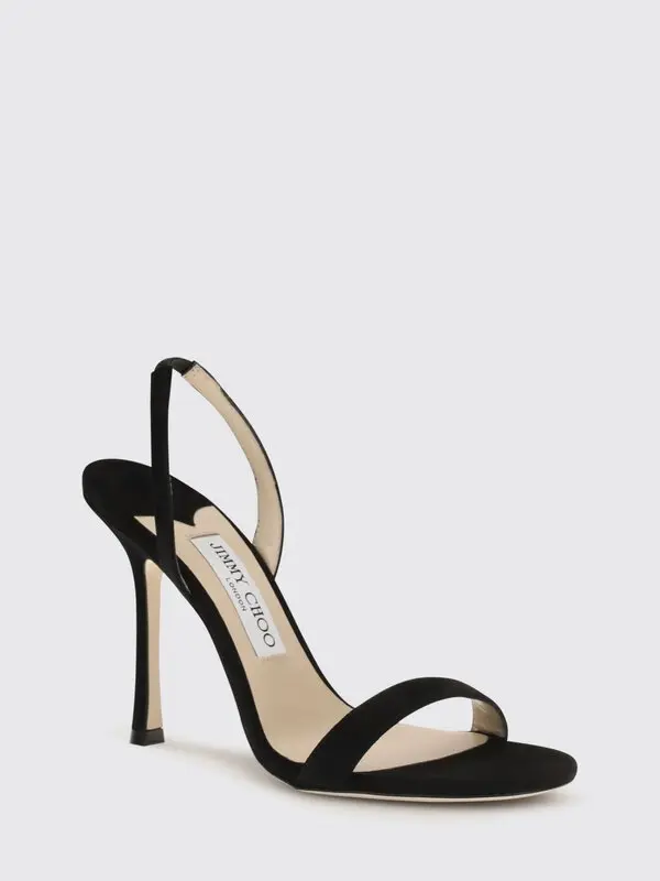 JIMMY CHOO Suede High Heel Slingback Sandals - Black