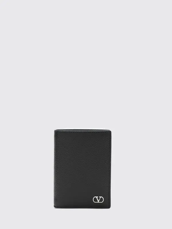 Valentino Garavani Vlogo Signature Grained Calfskin Bifold Wallet - Black